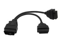 China OBD2 OBDII 16 Pin J1962 Male to Dual OBD2 Female Round Splitter Y Cable 26AWG for sale