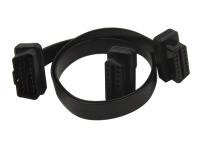 China OBD2 OBDII 16 Pin J1962 Male 24V to Dual Female Flat Splitter Y Cable 26AWG for sale