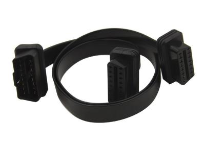 China OBD2 OBDII 16 Pin J1962 Male 24V to Dual Female Flat Splitter Y Cable 26AWG for sale