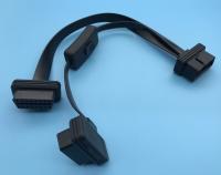 China OBD2 OBDII J1962 Male 24V to Dual Female Flat Split Y Cable with Switch 26AWG for sale