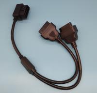China OBD2 OBDII J1962 Right Angle 90 Degree Male to Dual Female Splitter Y Cable 26AWG for sale