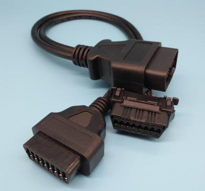 China OBD2 OBDII Male to Fiat Female and Standard OBD2 Female Splitter Y Cable 26AWG for sale