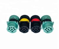 China Green J1939 Deutsch 9 Pin Female to Male Type 2 Square Flange Adapter 20AWG for sale