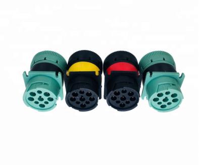 China Green J1939 Deutsch 9 Pin Female to Male Type 2 Square Flange Adapter 20AWG for sale