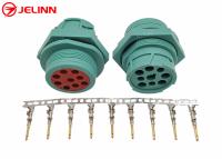 China Green Threaded Type 2 Deutsch 9 Pin J1939 Male Plug Connector 9 Positions Panel Mount for sale