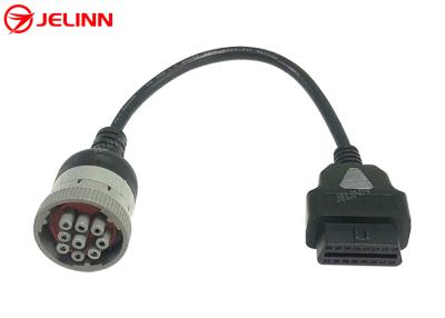 China Gray CAT 9 Pin to OBD2 16 Pin Cable for Caterpillar J1939 Type 2 Female Connector for sale