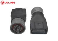 China CAT Gray J1939 9 Pin to OBD2 16 Pin Adapter for Caterpillar Excavator Type 2 for sale