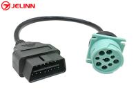 China Green Deutsch 9 Pin J1939 Male to J1962 OBD2 OBDII 16 Pin Male Cable 20AWG for sale