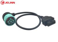China Right Angle Green J1939 Deutsch 9-Pin Female to OBD2 16 Pin Female Cable 20AWG for sale