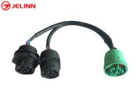 China J1939 Type 2 Female to Type 1 Male Threaded and Square Flange Splitter Y Cable 20AWG for sale