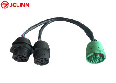 China J1939 Type 2 Female to Type 1 Male Threaded and Square Flange Splitter Y Cable 20AWG for sale