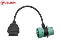 China Green Deutsch J1939 9 Pin Male Female Pass-through to OBD2 OBDII Female Cable T-shape 20AWG for sale