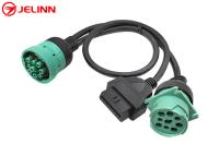 China J1939 9 Pin to OBD2 16 Pin Splitter Y Cable Wire Harness for Truck GPS 20AWG for sale