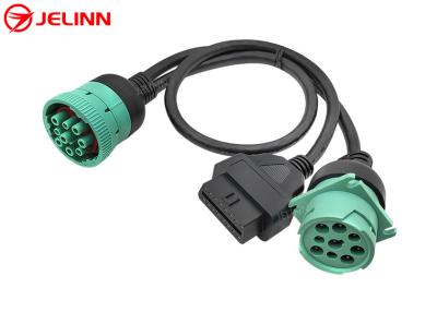 China J1939 9 Pin to OBD2 16 Pin Splitter Y Cable Wire Harness for Truck GPS 20AWG for sale