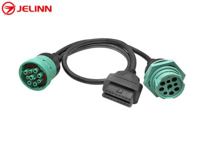 China J1939 9 Pin Threaded to OBD2 16 Pin Splitter Y Cable 20AWG Pure Copper Custom Length for sale