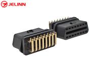 China OBD2 OBDII Female Connector 16 Pin Right Angle Gold Plated Terminal PA66 for sale
