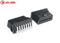 China 16 Pin OBD2 OBDII Female Connector Right Angle 90 Degree Pins PA66 for sale
