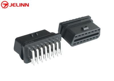 China 16 Pin OBD2 OBDII Female Connector Right Angle 90 Degree Pins PA66 for sale