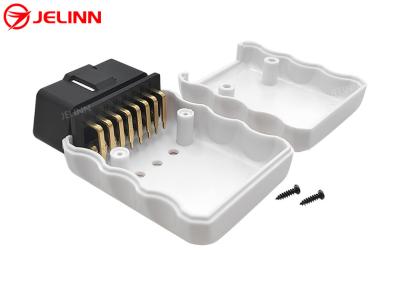China OBD2 Enclosure Housing with Male Connector 16 Pin Right Angle PA66 ABS 50x39x22mm for sale