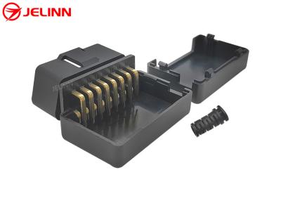 China OBD2 Plastic Housing Case with 90 Degree Right Angle Pins 16 Pin Male Connector 47x29x21mm for sale