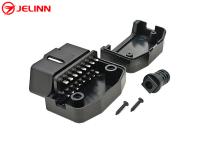 China OBD2 OBDII Housing and Male Connector 16 Pin Straight Pin with Screws PA66 ABS for sale