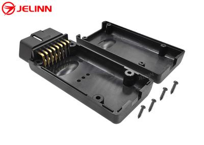 China Custom OBD2 Housing Enclosure Case 16 Pin Male Connector 90 Degree Right Angle PA66 ABS for sale