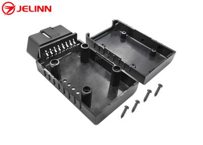 China OBD2 Plastic Housing Case 64.5x45x26mm with 16 Pin Curved Male Connector for sale