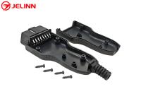 China OBD2 Shell Enclosure Housing and OBD2 Male Plug 16 Pin Curved Pins 64.5x45x26mm for sale