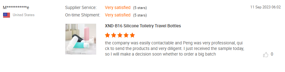 B16 Silicone Travel Bottle 5 Stars Comment