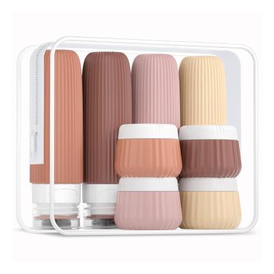 China Portable Squeeze Silicone Travel Toiletry Bottles Kit 8 Pack BPA Free for sale