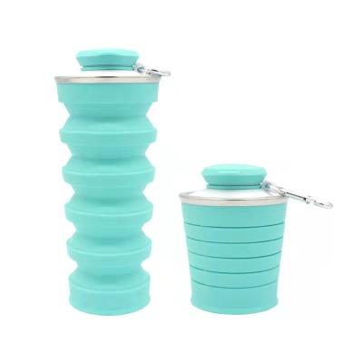 China Food Grade Silicone Foldable Water Bottles Collapsible 500ml for sale