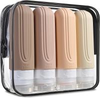 China Dark Apricot Silicone Travel Toiletry Bottles Kit 90ml TSA Approval for sale