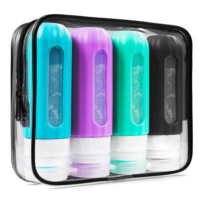 China Silicone Travel Bottle Set 3oz/90ml With Clear Window for sale