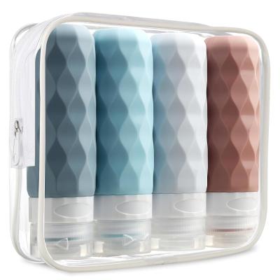 China Refill Silicone Travel Bottle Set 90Ml Ocean Blue Color Leak Proof TSA Approval for sale