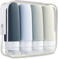 China Gray Refill Toiletry Silicone Travel Bottle Kit Leak Proof 3oz for sale
