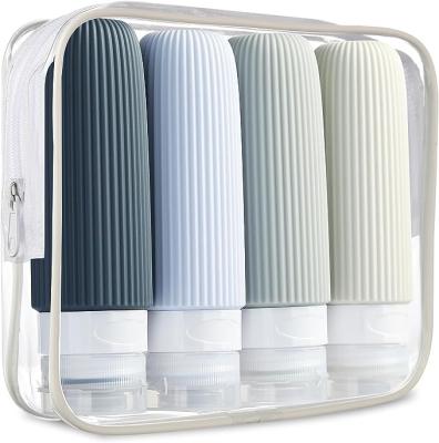 China Gray Refill Toiletry Silicone Travel Bottle Kit Leak Proof 3oz for sale