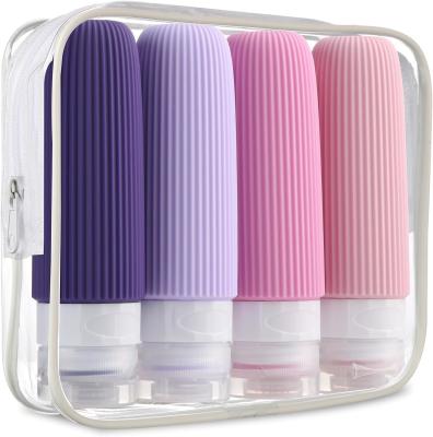 China Purple Leak Proof Silicone Travel Bottles Set Reusable 3oz for sale
