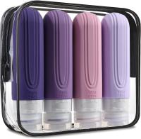 China Leak Proof Silicone Travel Toiletry Bottles Set Purple Color 90ml for sale