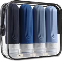 China Toiletries Blue Leak Proof Silicone Travel Bottles Reusable 3oz for sale