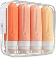 China Pink Essential Silicone Travel Bottle Set 90ml for Toiletries for sale