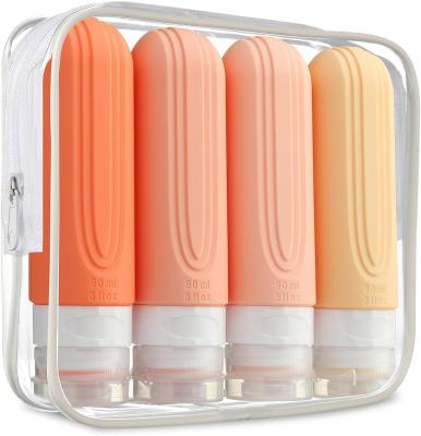 China Pink Essential Silicone Travel Bottle Set 90ml for Toiletries for sale
