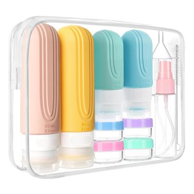 China 18 Items Silicone Squeeze Travel Bottles Set Leak Proof Customized for sale