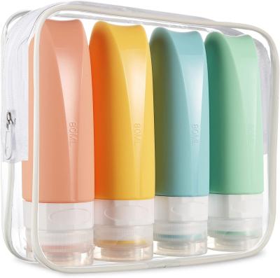 China Food Grade Silicone Refillable Bottle Travel Set 80ml With Leak Proof Lid for sale