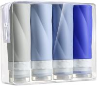 China Cosmetic Refill Squeeze Silicone Travel toiletry Bottles Blue Braid Shape 3Oz for sale