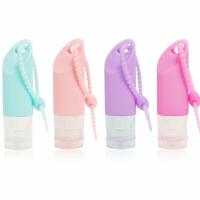 China Reusable Silicone Travel Bottle Set Squeezable 58ml With Hanging Hole for sale