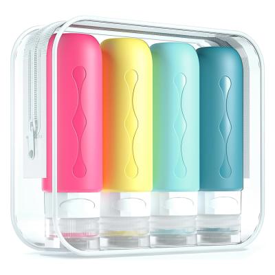 China Cylinder Empty Silicone Travel Bottle Set Refillable Babi Color 90Ml for sale