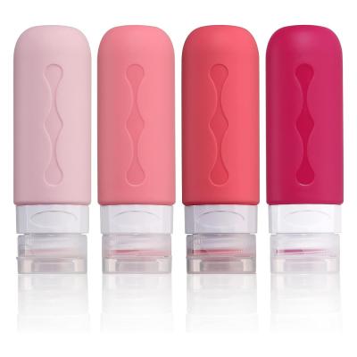 China Red Color Refillable Silicone Travel Bottle Set 3Oz For Toiletries for sale