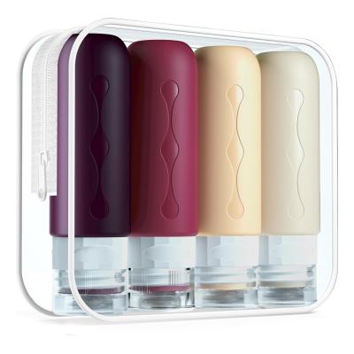 China Cheese Color Silicone Travel Bottle Set 90Ml TSA Approval for sale