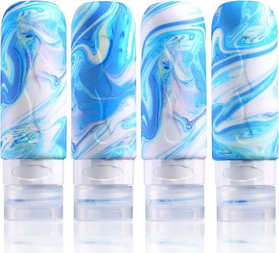 China Titanium Blue Color Silicone Travel Toiletry Bottle Set Leak Proof 90Ml for sale