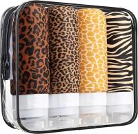 China Leopard Grain Silicone Squeeze Travel Bottle Set Refillable TSA Approval 90Ml for sale